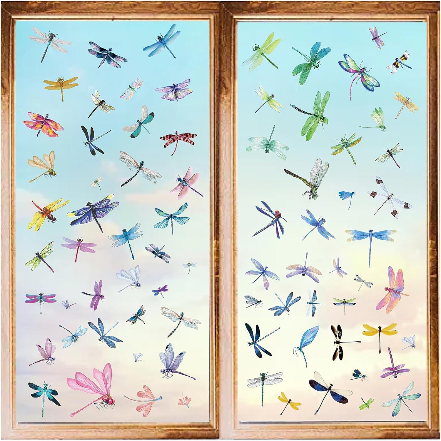8 Styles Dragonfly Window Stickers Colorful Wall Clings Peel and Stick ...