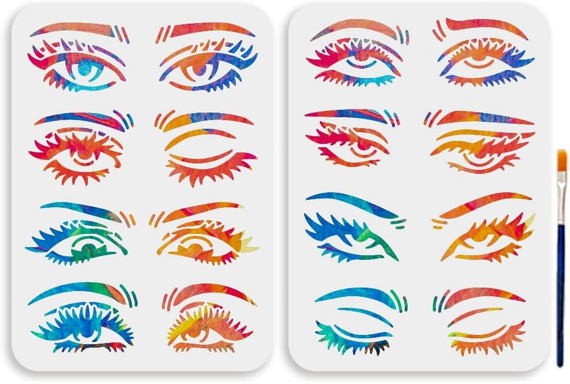 8 Styles Eye Stencils for Painting 11.7×8.3inch Large Facial Features ...