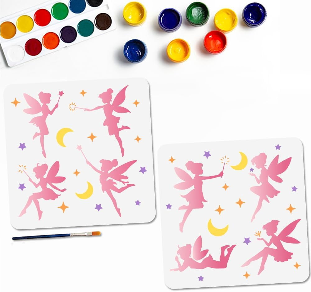 8 Styles Fairy Stencils 11.8×11.8inch Reusable Star Moon Princess ...