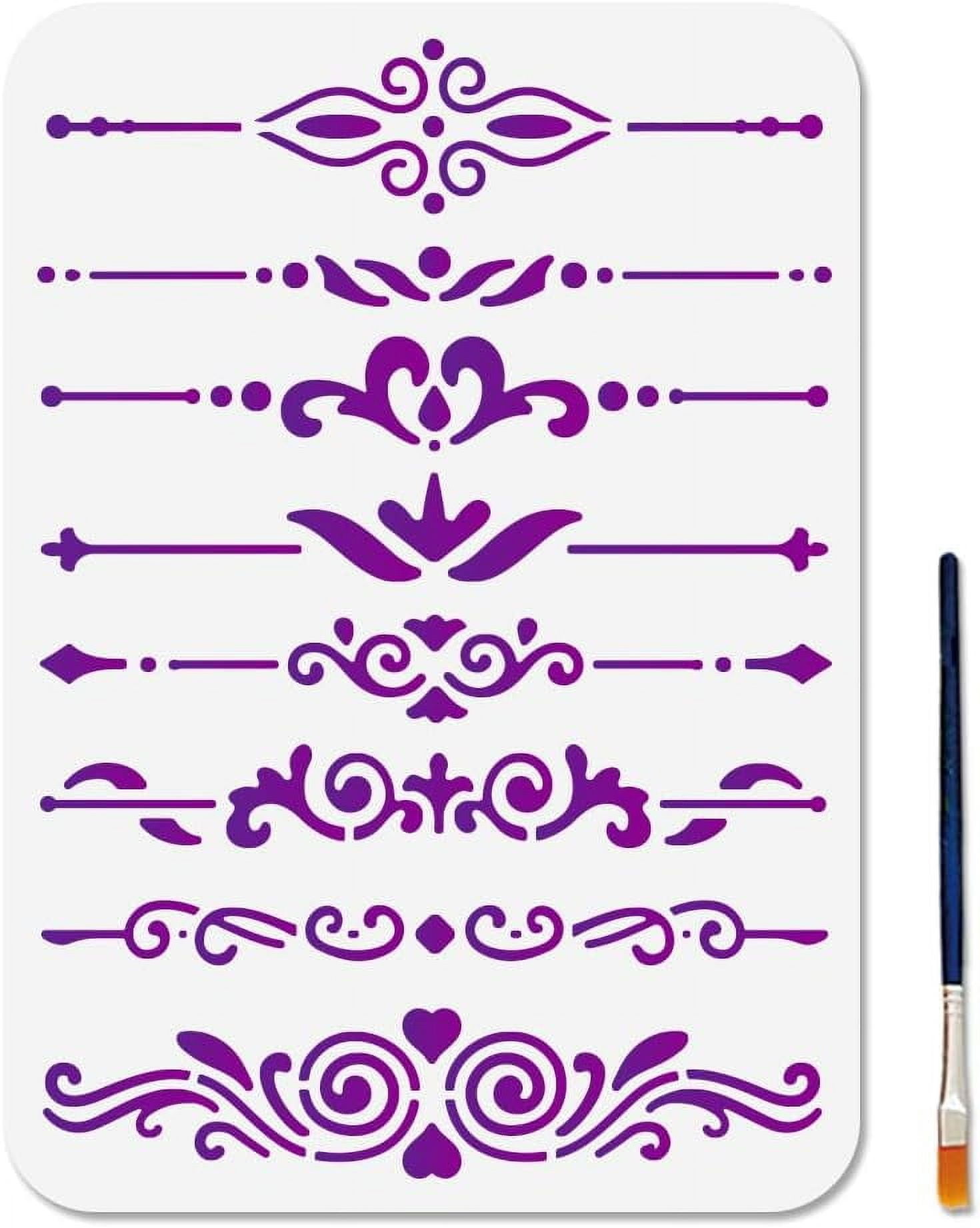 8 Styles Floral Border Stencils for Painting Flower Edge Corner ...