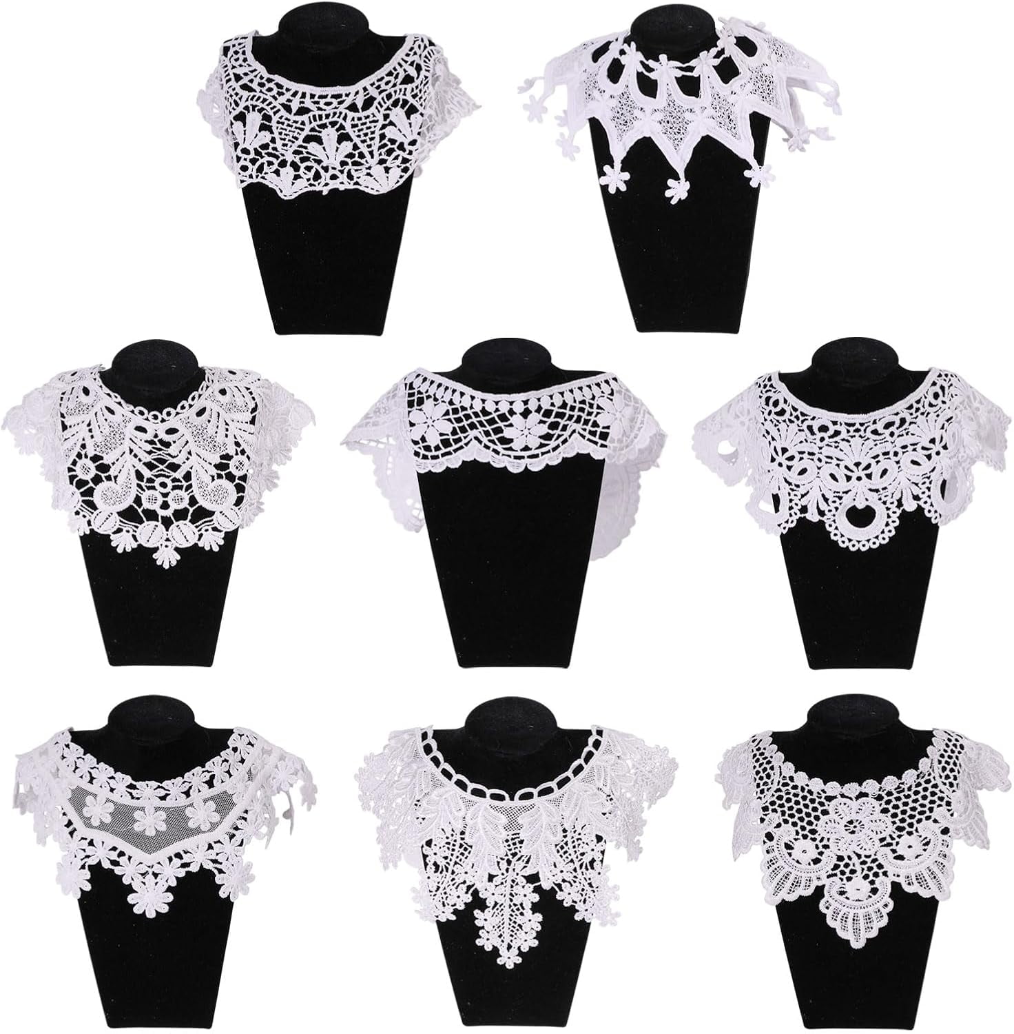 8 Styles Lace Collar Women White Hollow Out Flower Lace Fabric Collar ...