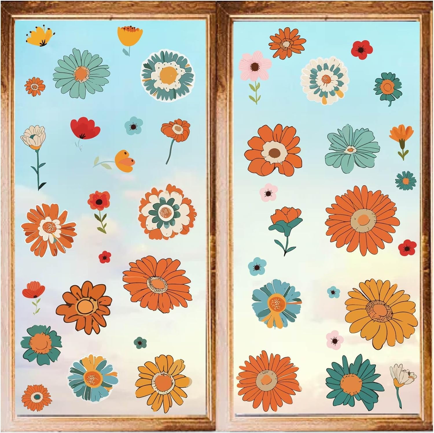 8 Styles Large Flower Wall Sticker Colorful Floral Window Decor Clings ...