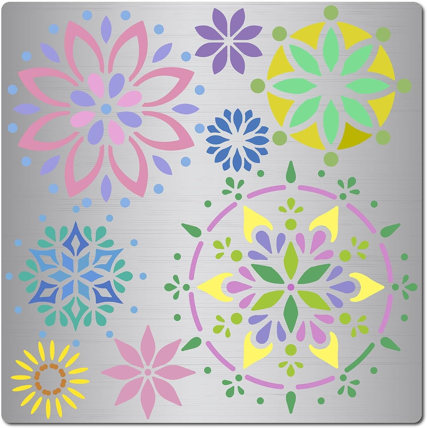 8 Styles Mandala Stencils Painting Templates Flower Stainless Steel ...