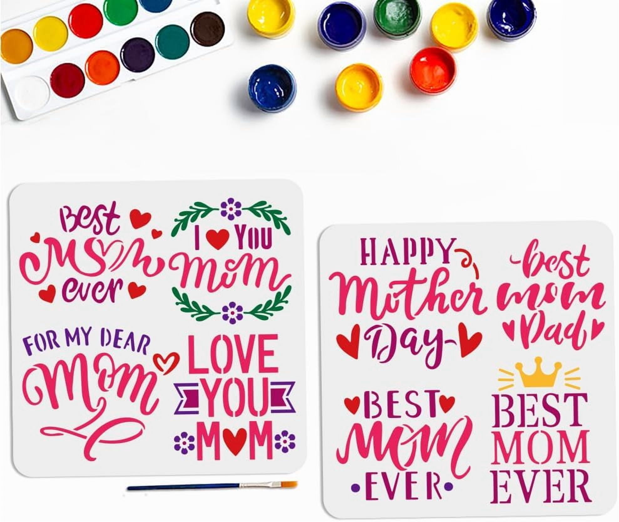8 Styles Mother's Day Stencils 11.8×11.8inch I Love You Mom Best Mom ...
