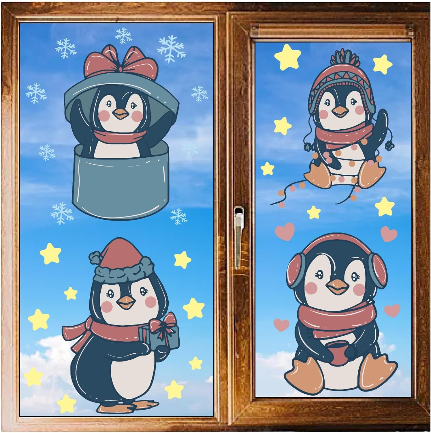 8 Styles Penguin Window Stickers Animal Snowflake Sticker Winter Wall ...