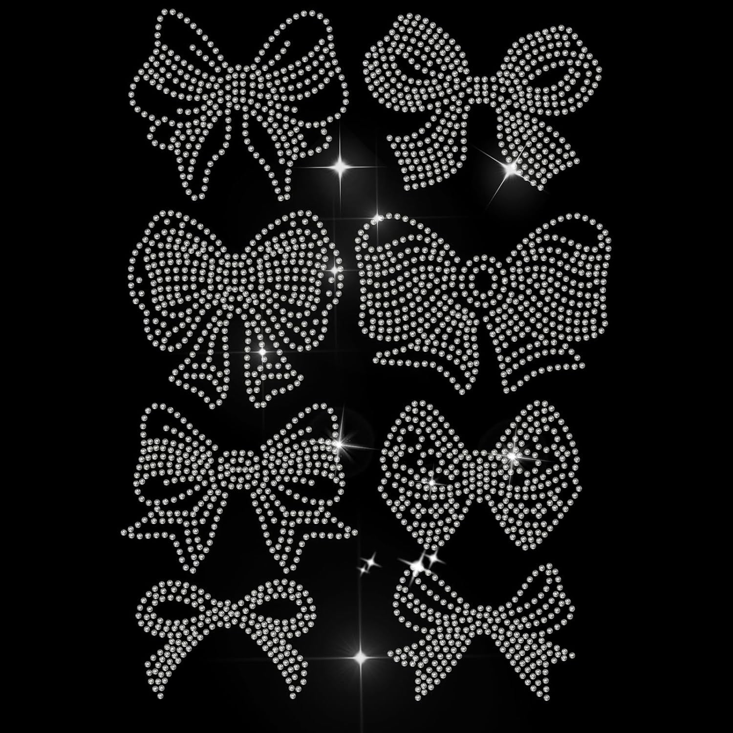 8 Styles Tie Rhinestone Iron on Hotfix Transfer Bowknot Rhinestone Iron ...