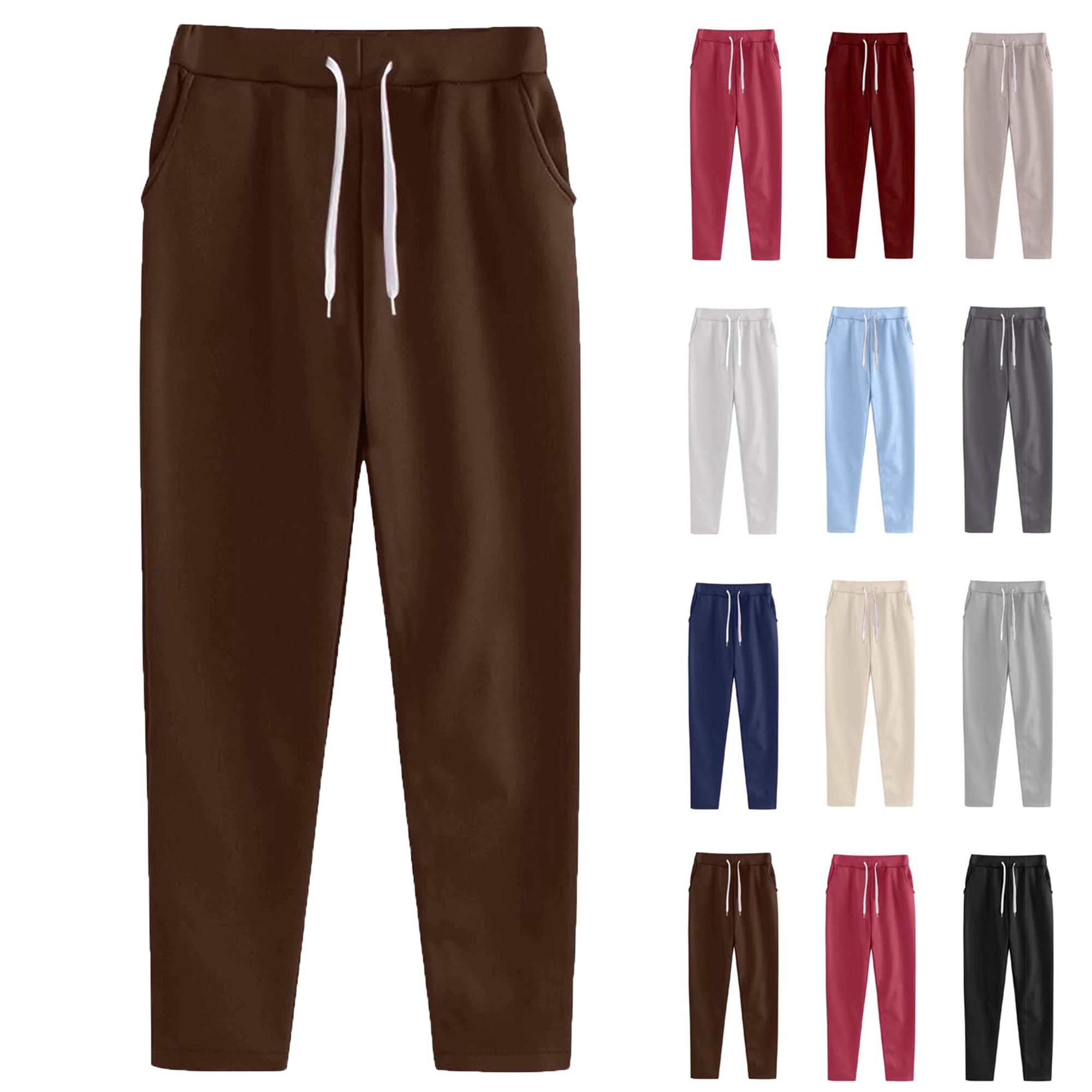 Under $8 Sweatpants For Women Plus Size Winter Solid Color Elastic ...