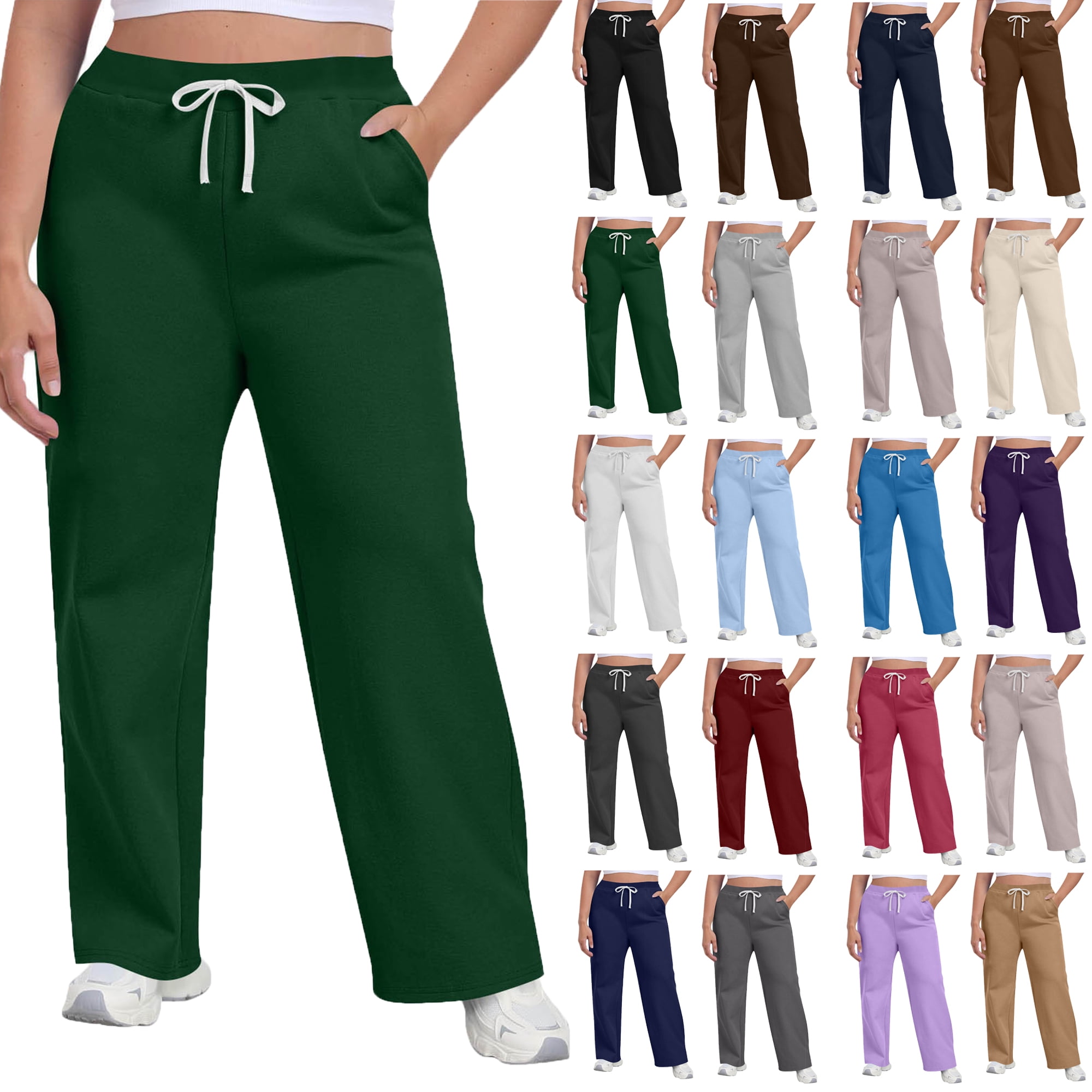 Under $8 Sweatpants For Women Plus Size Winter Solid Color Elastic ...