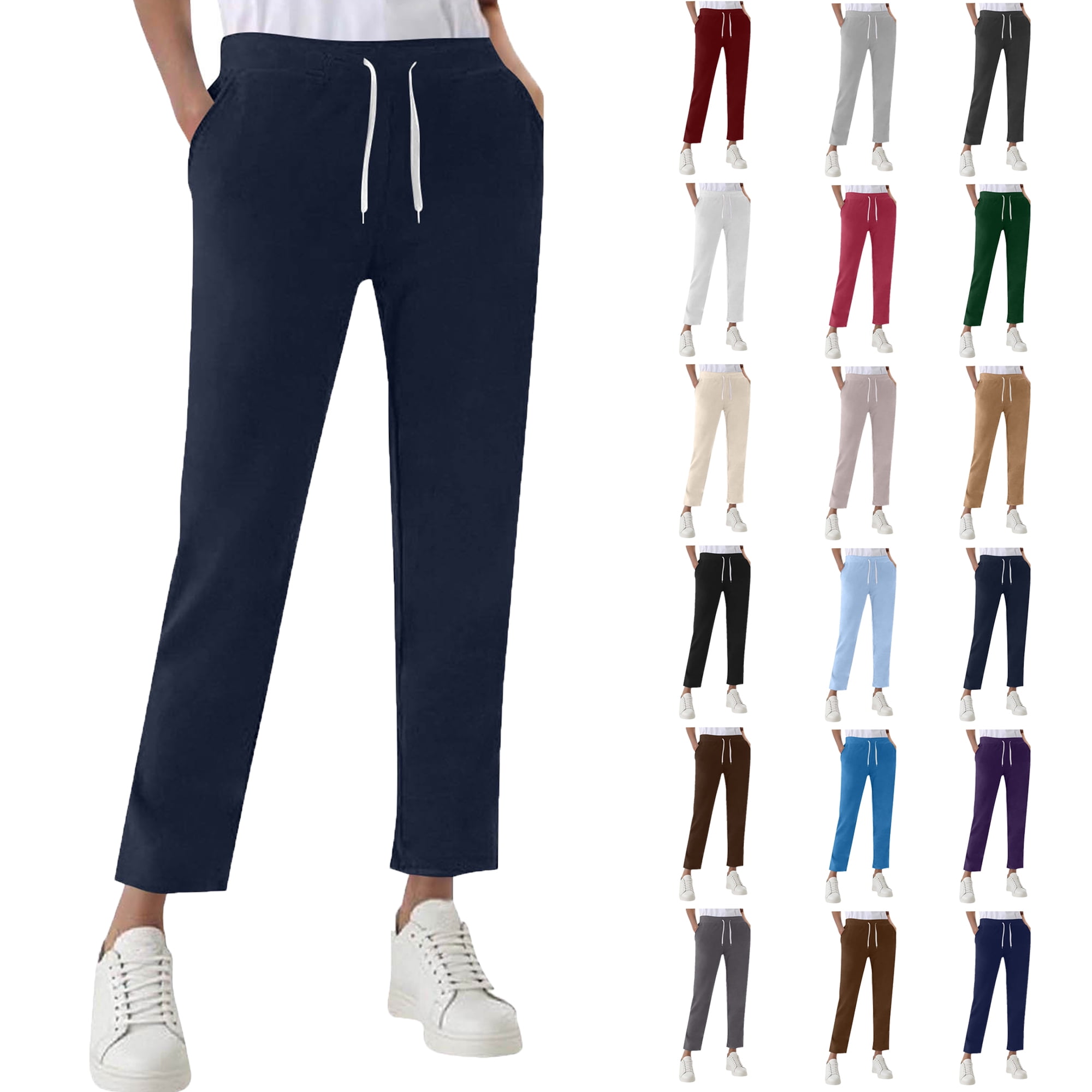 Under $8 Sweatpants For Women Plus Size Winter Solid Color Elastic ...