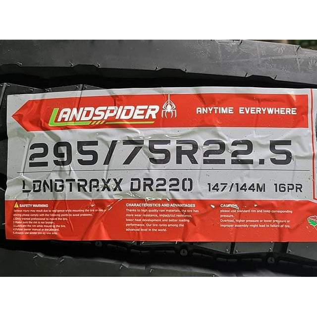 (8 - TIRES) 295/75R22.5 ROAD CREW LANDSPIDER DR220 TL DRIVE TIRES 16 ...