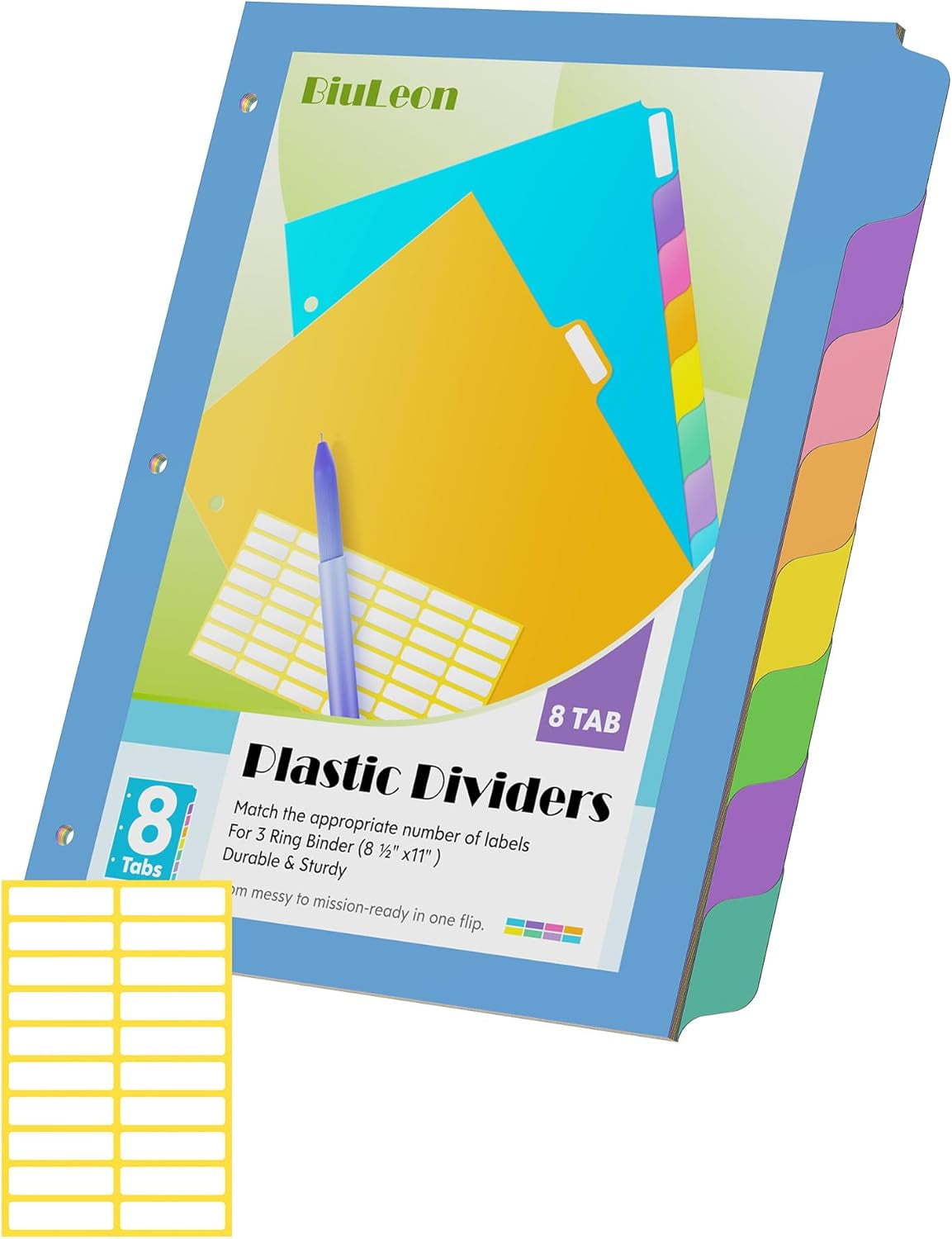 8 Tab Binder Dividers for 3 Ring Binder, 1 Set/8 Count, Thicken, Write ...