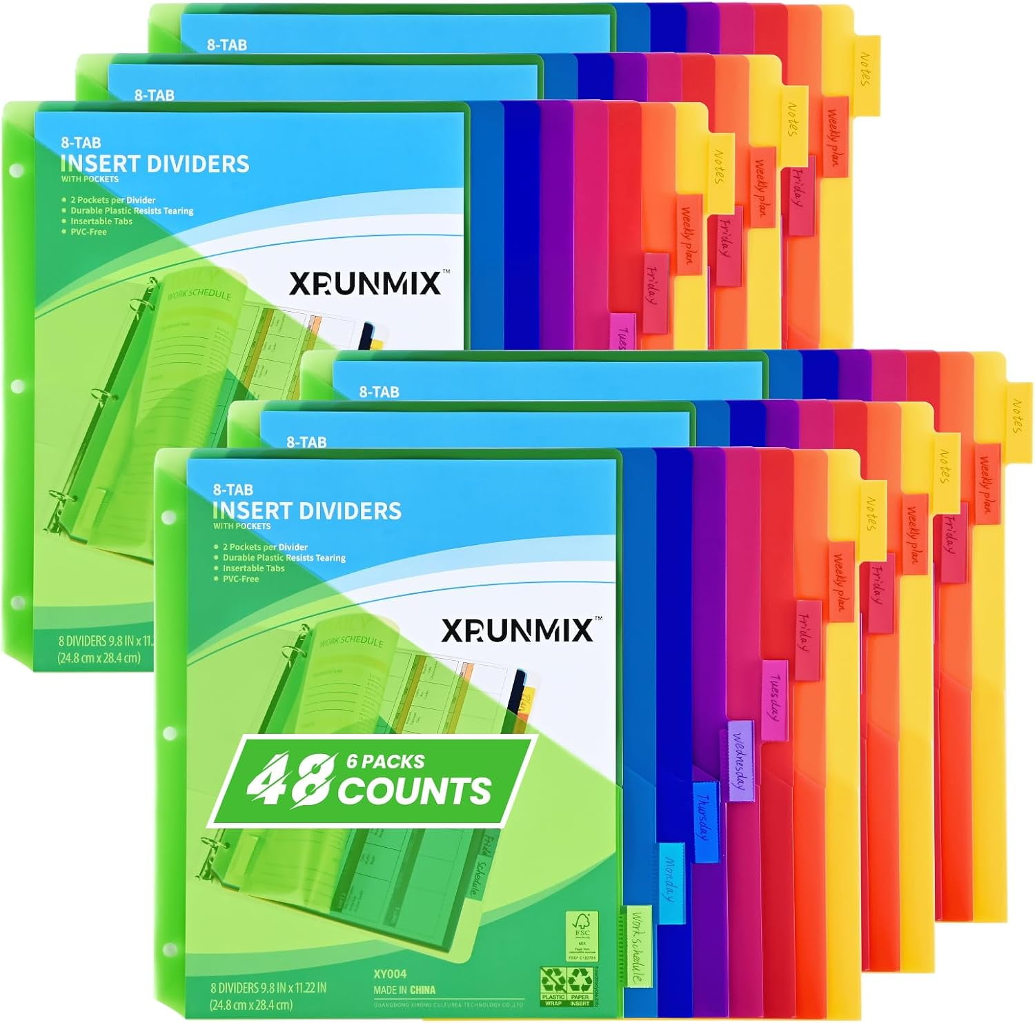 8-Tab Binder Dividers - Index Pockets Divider for 3 Ring Binders, 3 ...