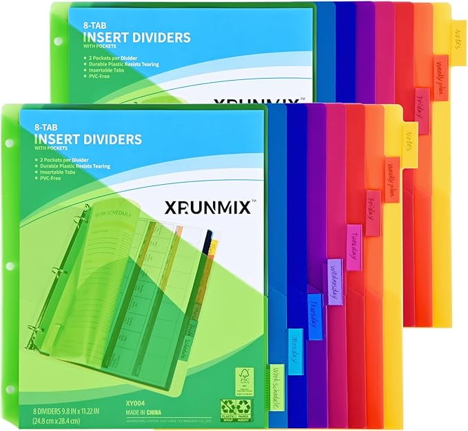 8-Tab Binder Dividers - Index Pockets Divider for 3 Ring Binders, 3 ...