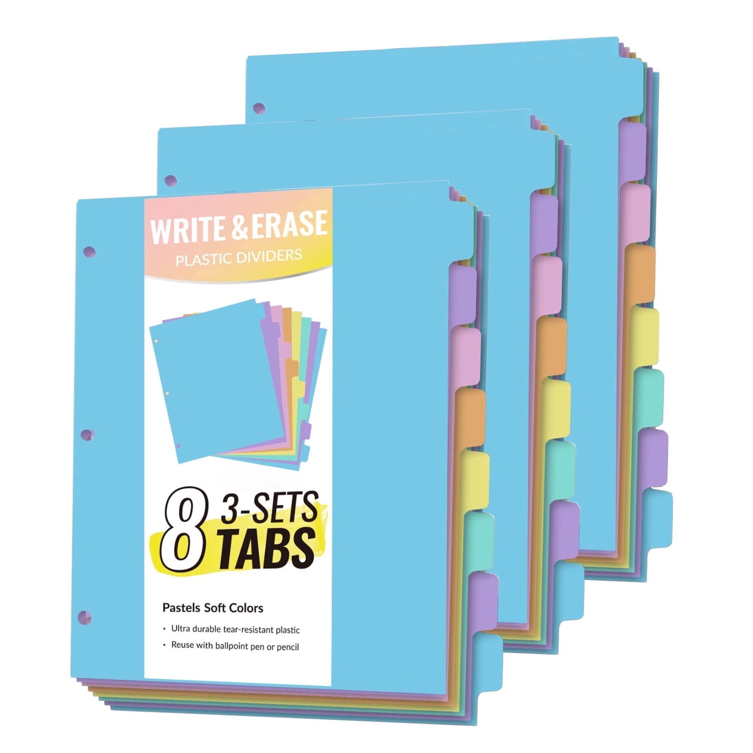 8-Tab Dividers with Pocket for 3-Ring Binders Plastic One Pocket ...