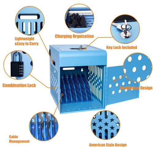 8 Tablet Charging Station Lock Box - Fits 14" Screen, Steel Case ...