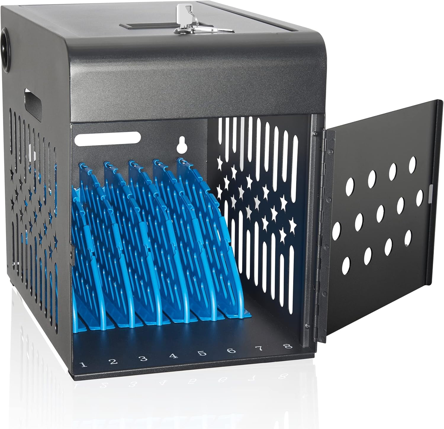 8 Tablet Charging Station Lock Box - Fits 14" Screen, Steel Case ...