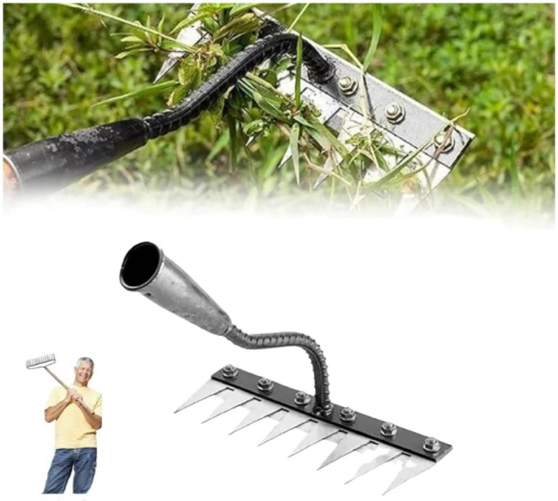 8 Teeth Carbon Steel Garden Weeding Rake, Iron Rake for Gardening and ...