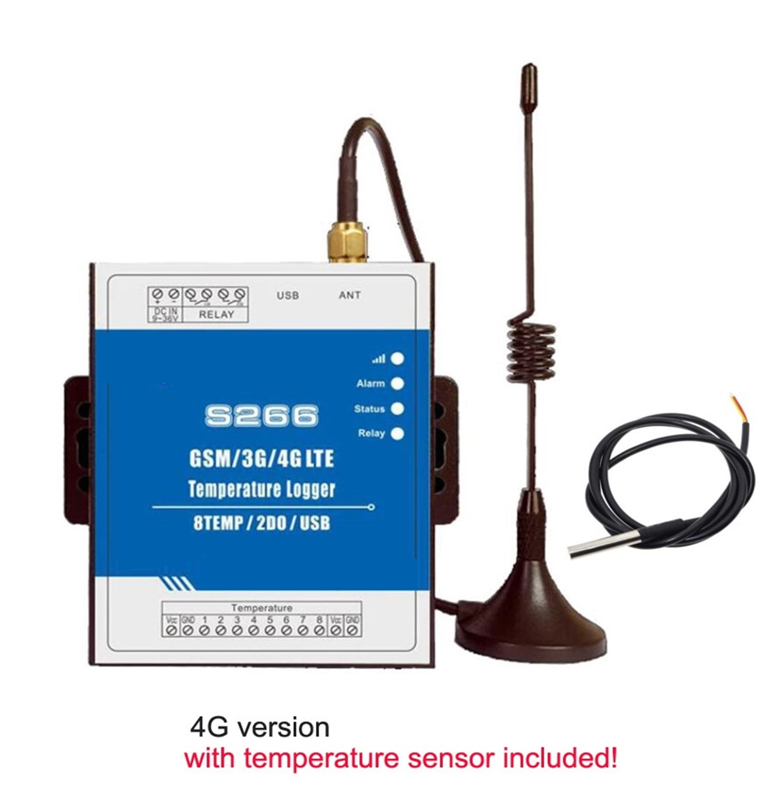8 Temperature Inputs GSM 2G 3G 4G Data Logger Remote Controller With ...