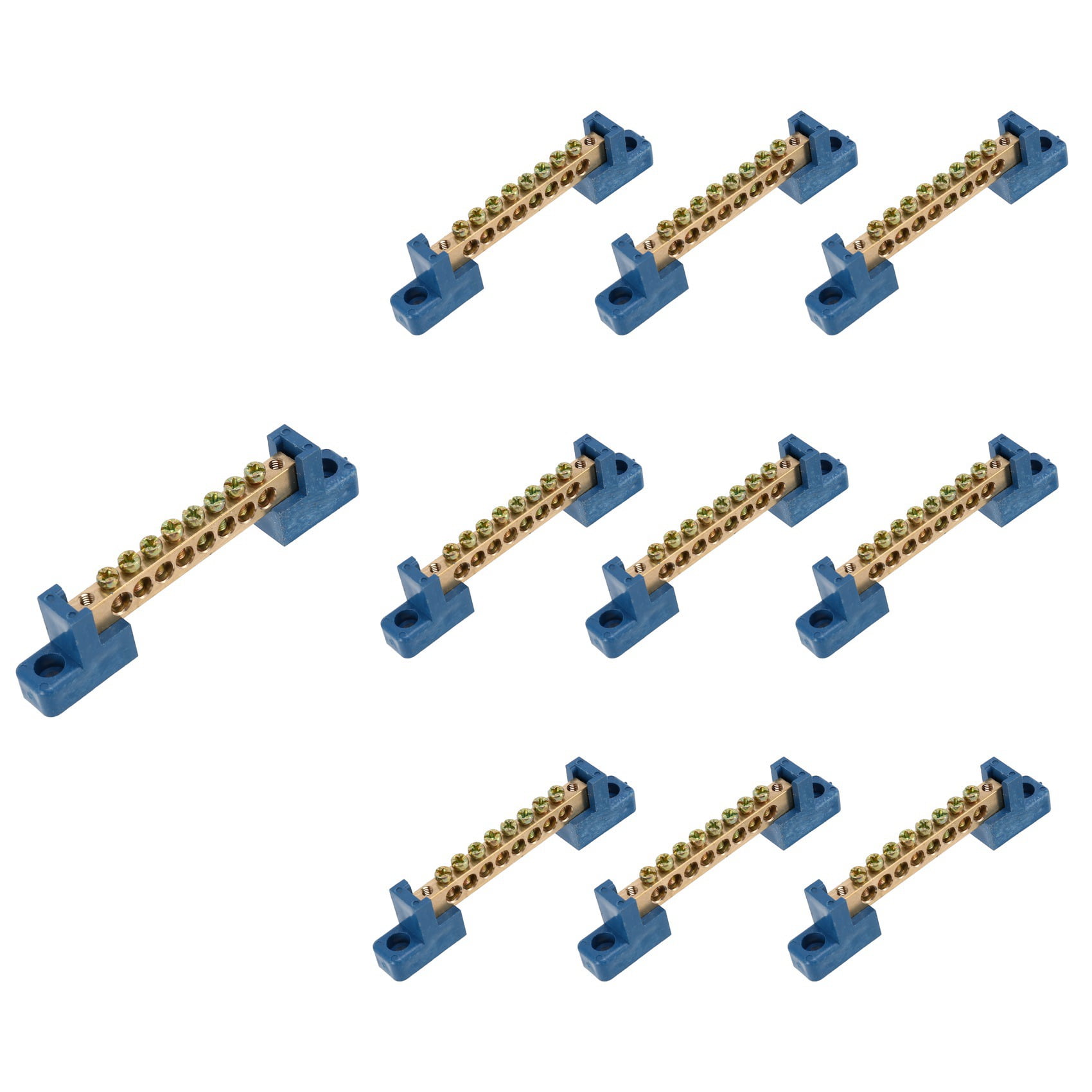 8 Terminal Bus Bar Terminal Block 10 Pack Brass Wire Screw Terminal for Car Boat Marine Ground ...