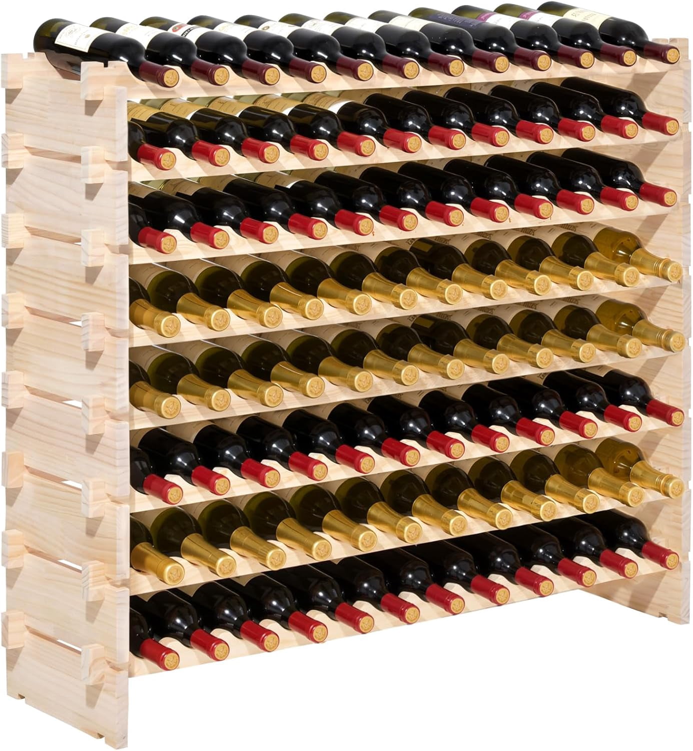 8-Tier 72 Bottles Stackable Modular Wine Rack, Freestanding Wines ...