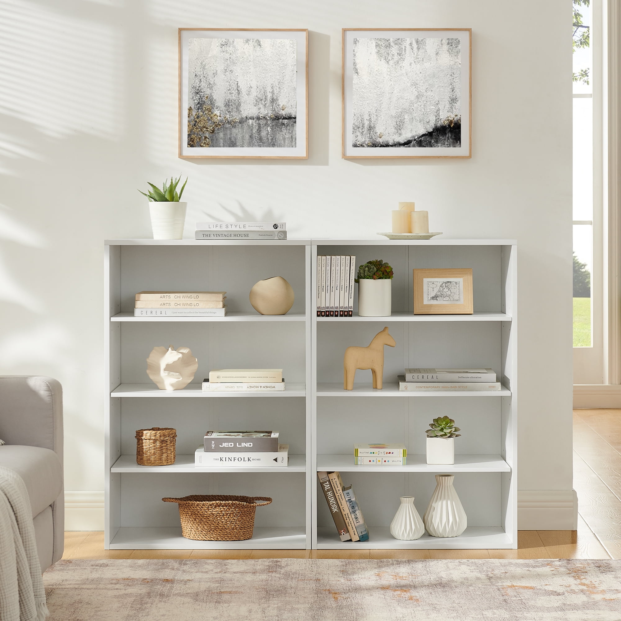 8-Tier Adjustable Bookshelf CD/DVD Storage Cabinet Split-Level Storage ...