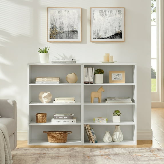 8-Tier Adjustable Bookshelf CD/DVD Storage Cabinet Split-Level Storage ...