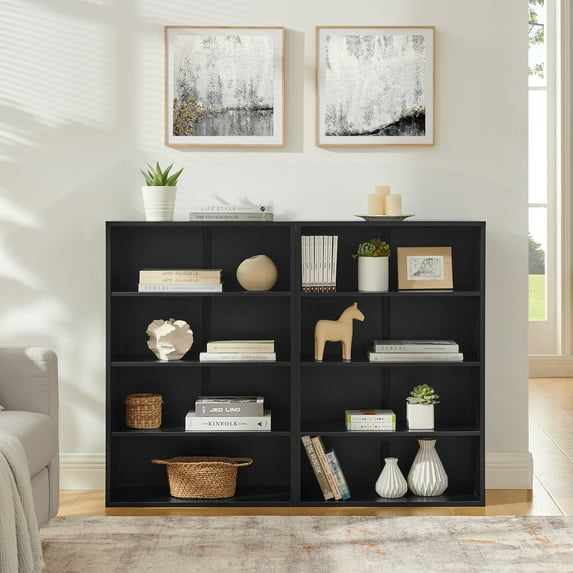 8-Tier Adjustable Bookshelf CD/DVD Storage Cabinet Split-Level Storage ...