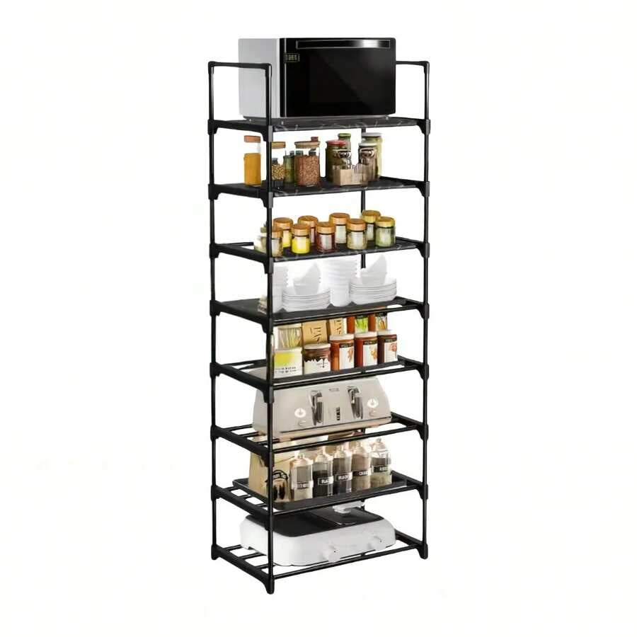 8 Tier Adjustable Kitchen Shelf, Kitchen Organizer Storage, Black Metal ...