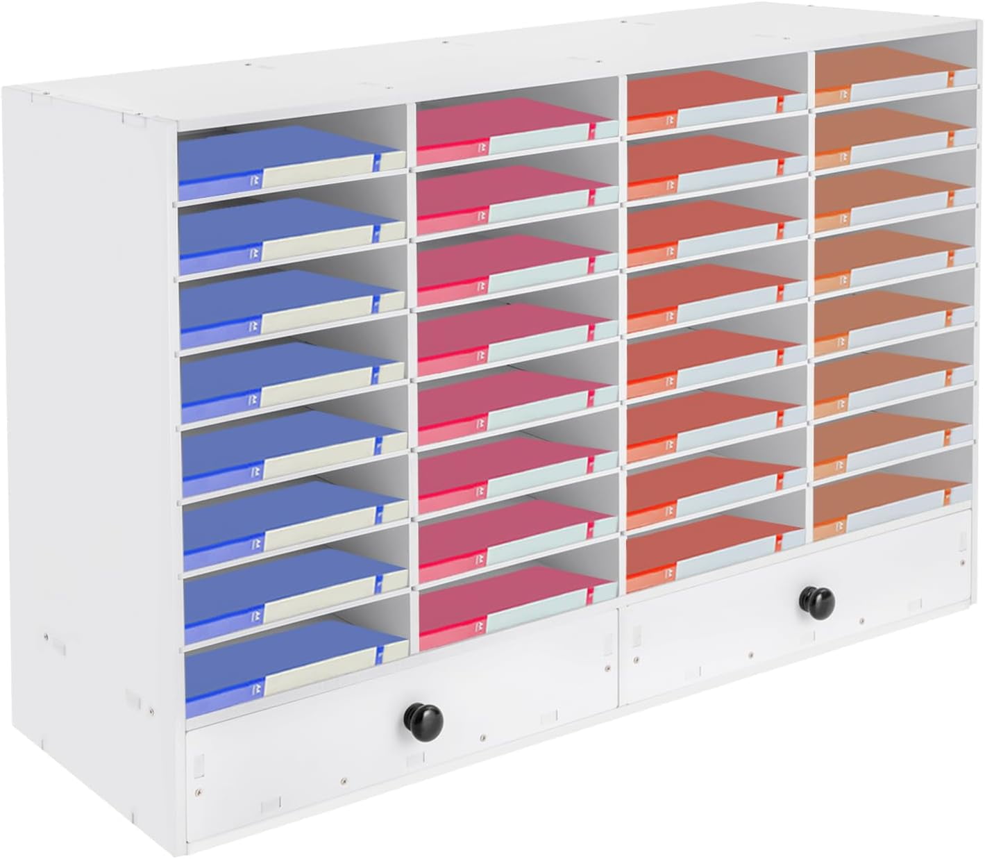 8 Tier Adjustable Literature Organizer, 32 Compartment with 2 Drawers ...