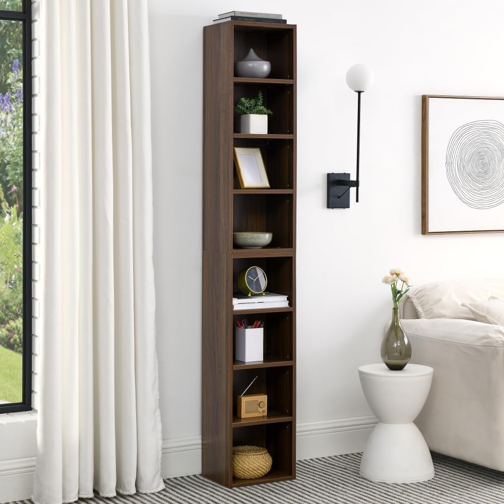 8-Tier Bookcase Bookshelf - Tall Book Shelf for Bedroom, Living Room ...