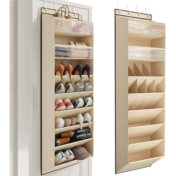 8 Tier Clear Over the Door Shoe Organizer with Deep Pockets, Door Shoes ...