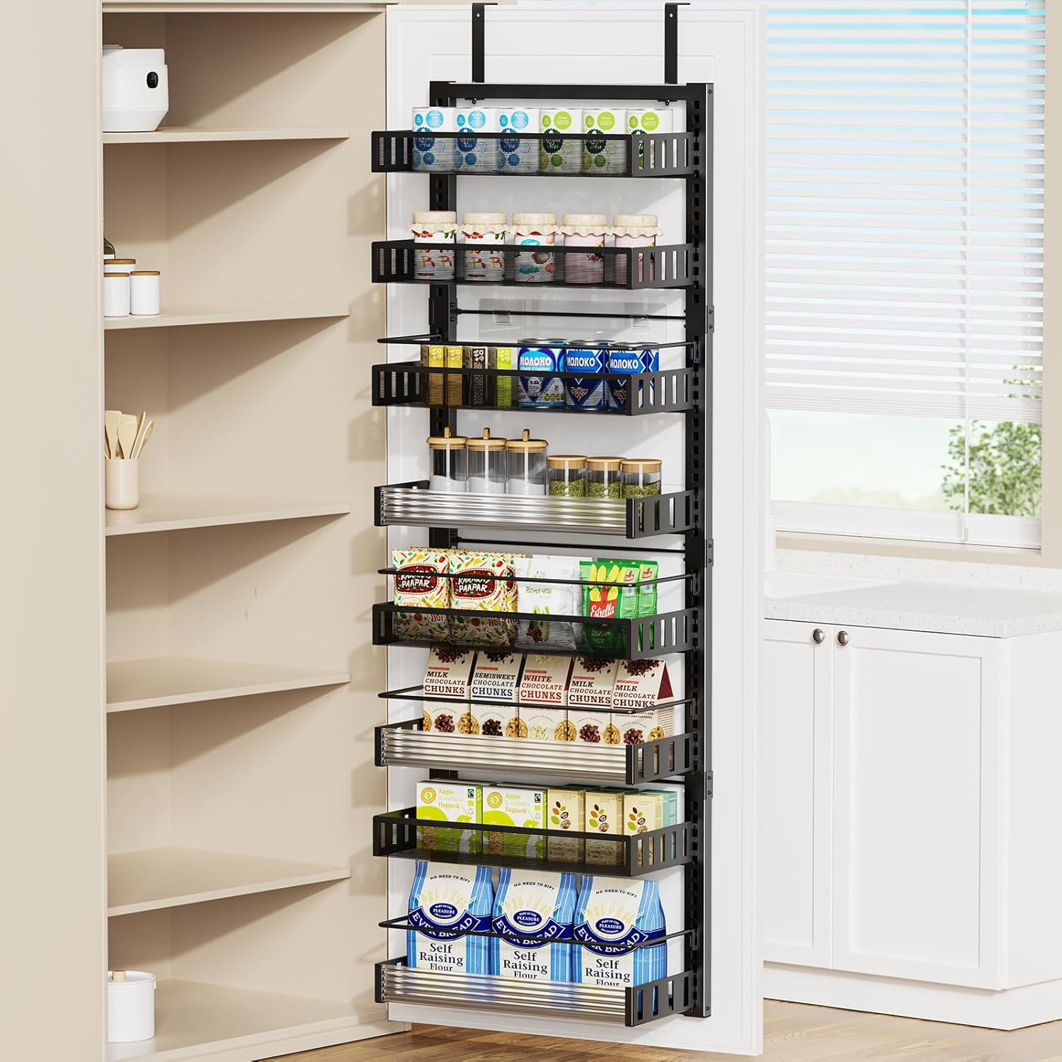 8-Tier Over the Door Pantry Organizer, 2 in 1 Large Door Spice Rack ...