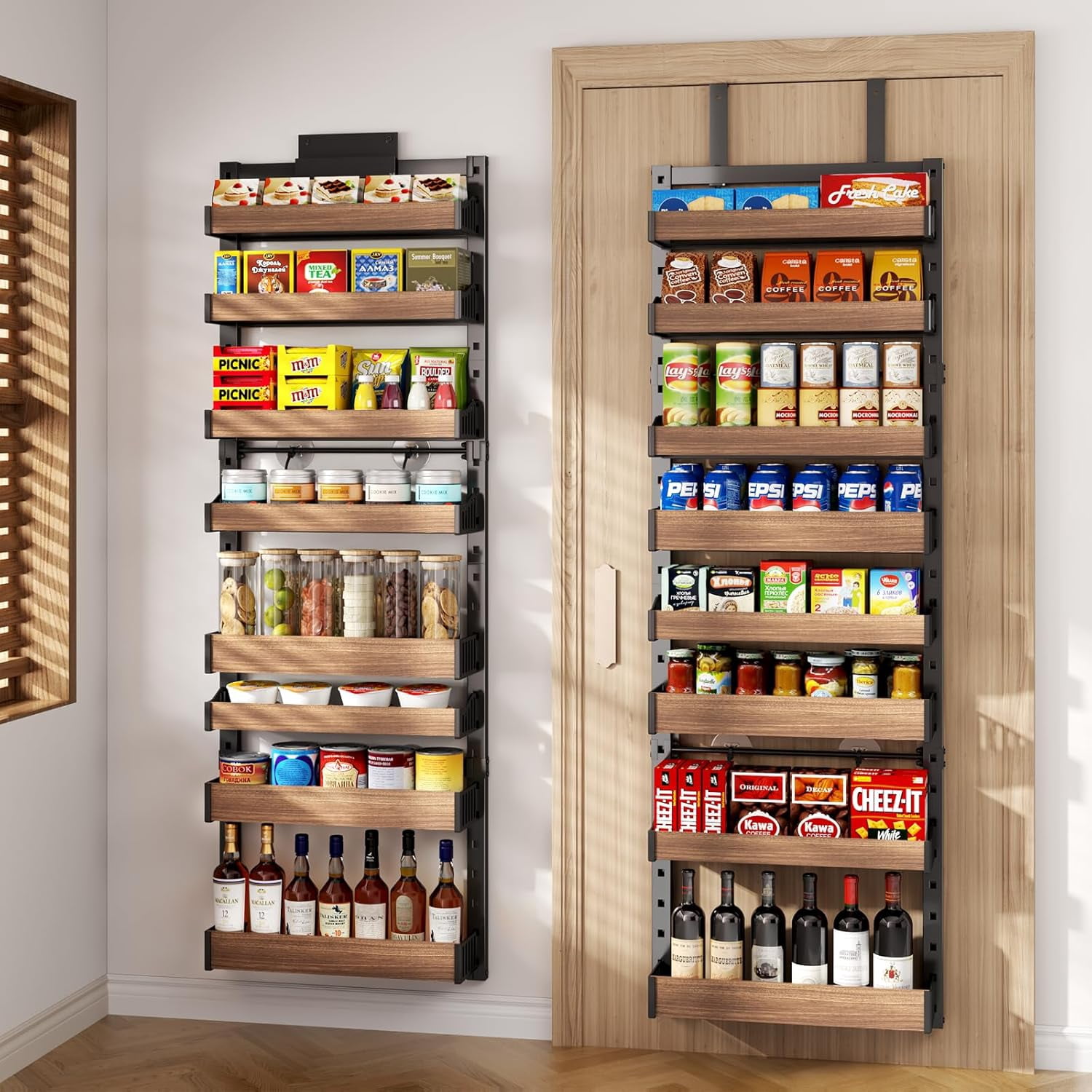 8-Tier Over The Door Pantry Organizer, Heavy-Duty Metal Wall Mount or ...