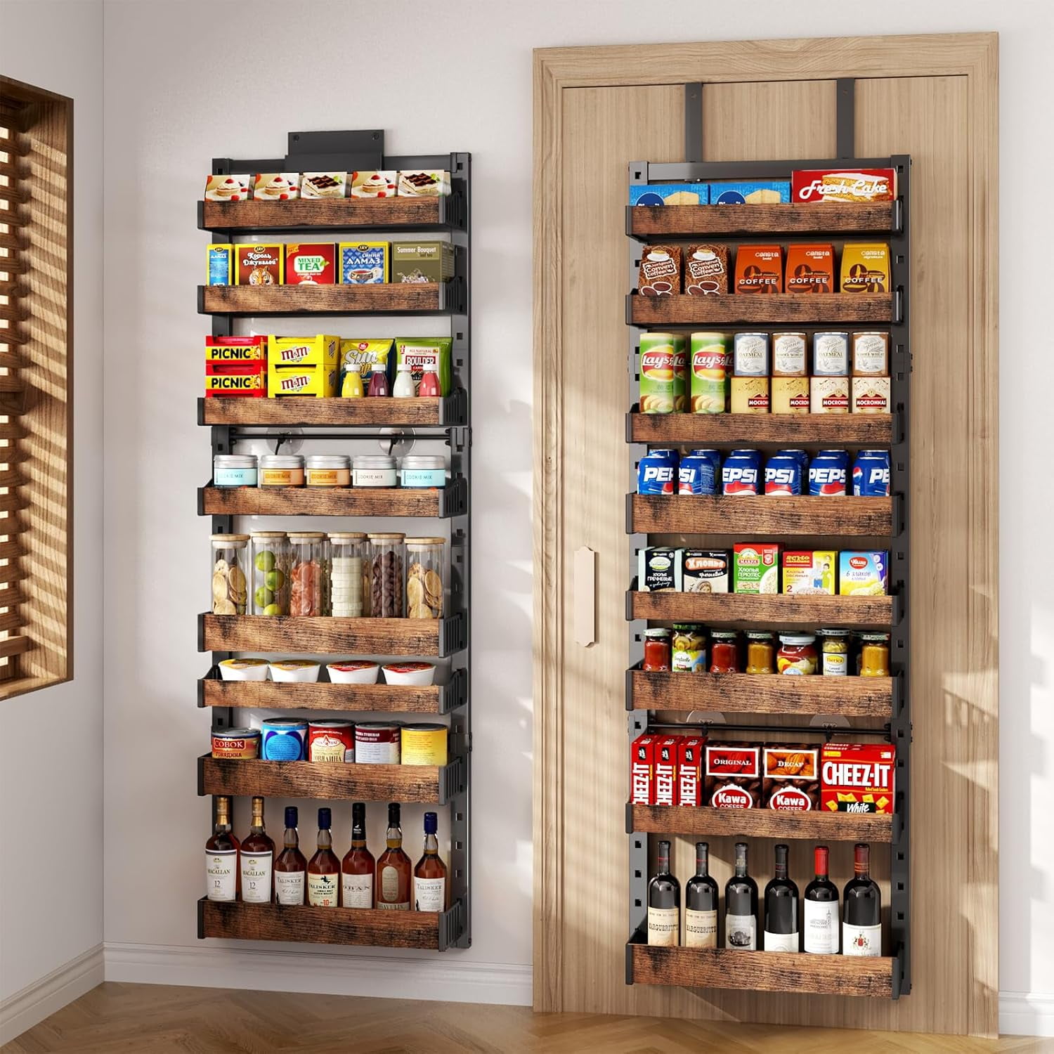 8-Tier Over The Door Pantry Organizer, Heavy-Duty Metal Wall Mount or ...