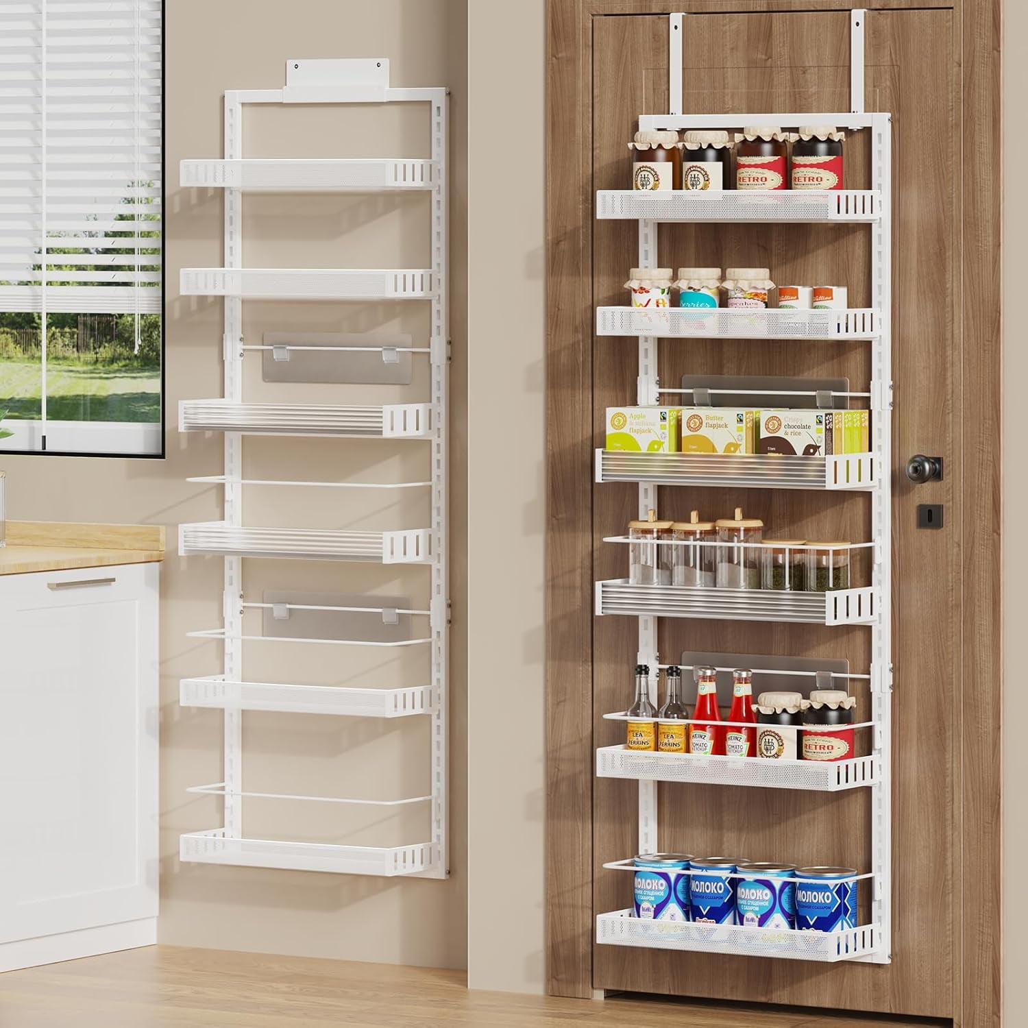 8-Tier Over the Door Pantry Organizer, Large Metal Door Spice Rack with ...