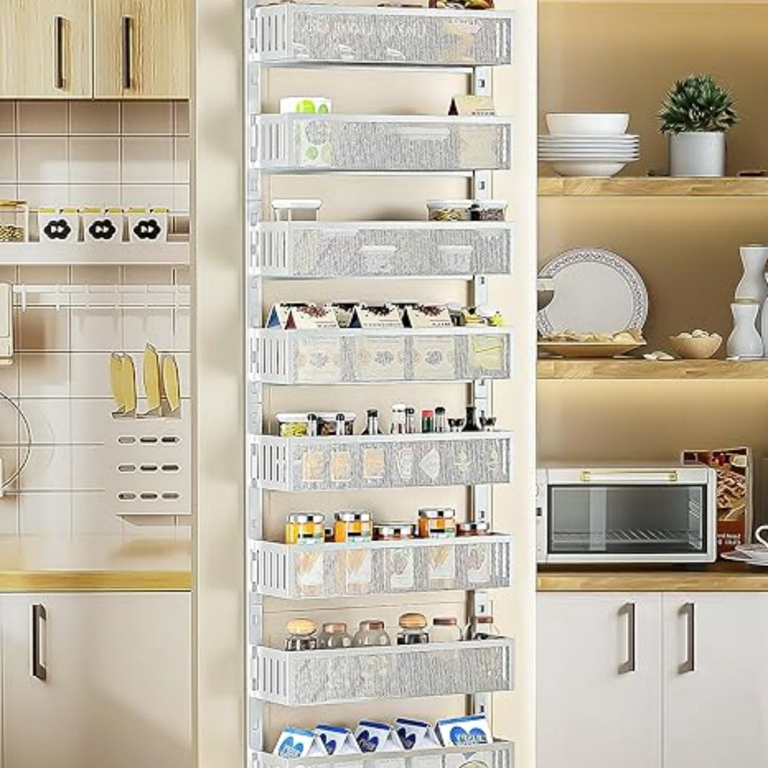 8-Tier Over The Door Pantry Organizer with Mesh Baskets, Adjustable ...