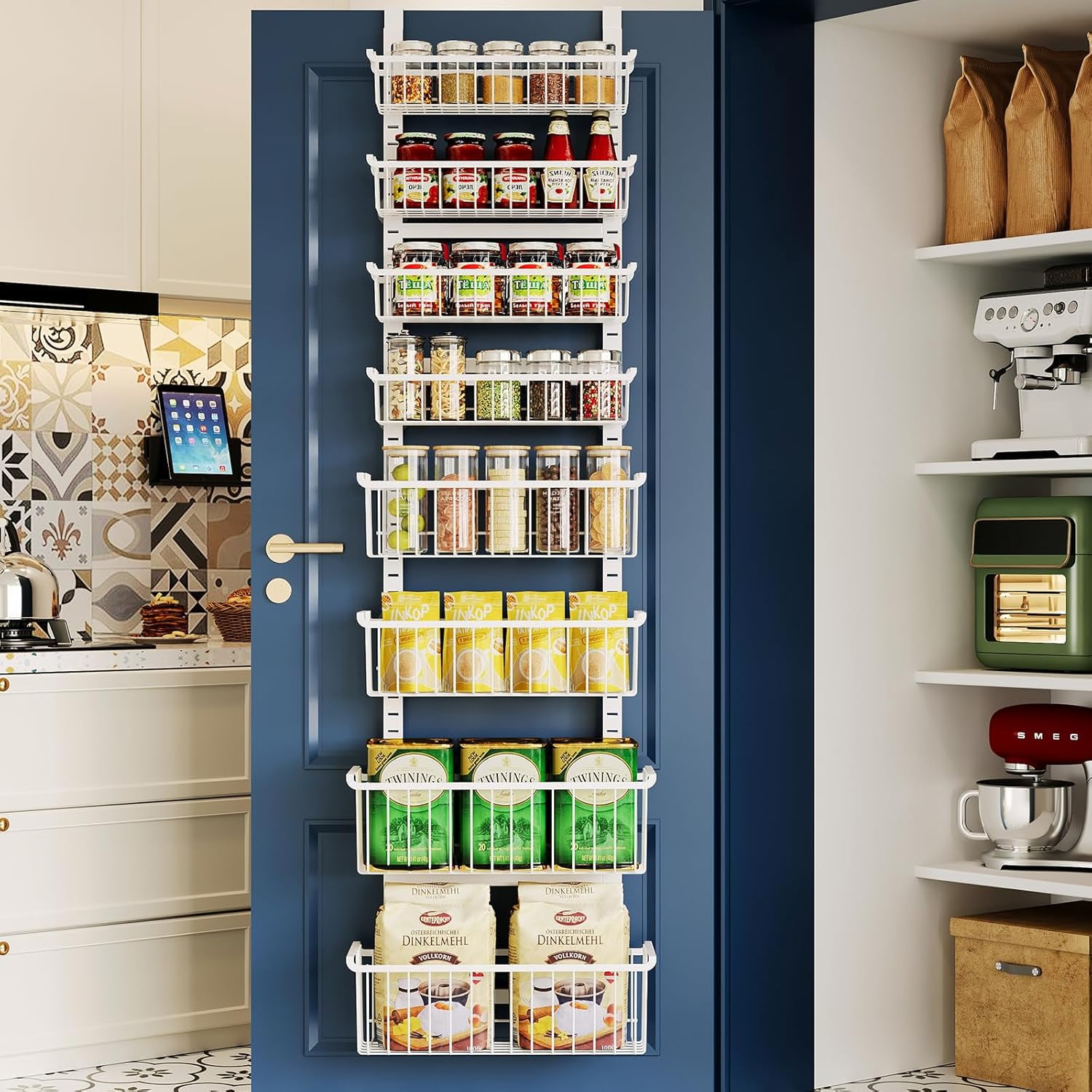 8-Tier Over the Door Pantry Organizers, Door Hanging Spice Rack for ...