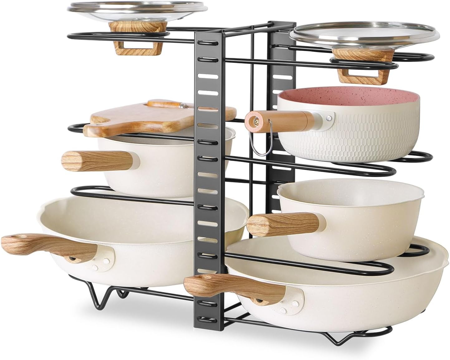 8 Tier Dual Sided Pan Rack Pot Pan Organizer Adjustable Pan Pot Rack ...