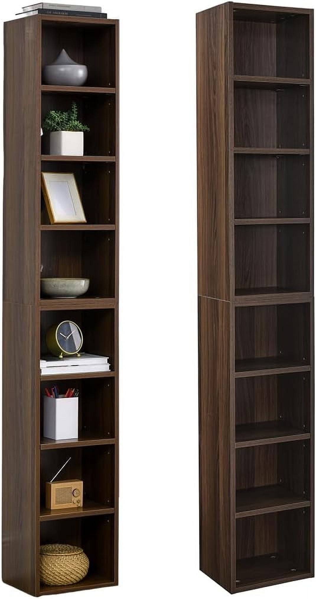 8-Tier Media Tower Rack Bookshelf with 7 Shelf Tiers, Media Storage ...