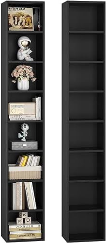 8-Tier Media Tower Rack Bookshelf with 7 Shelf Tiers, Media Storage ...