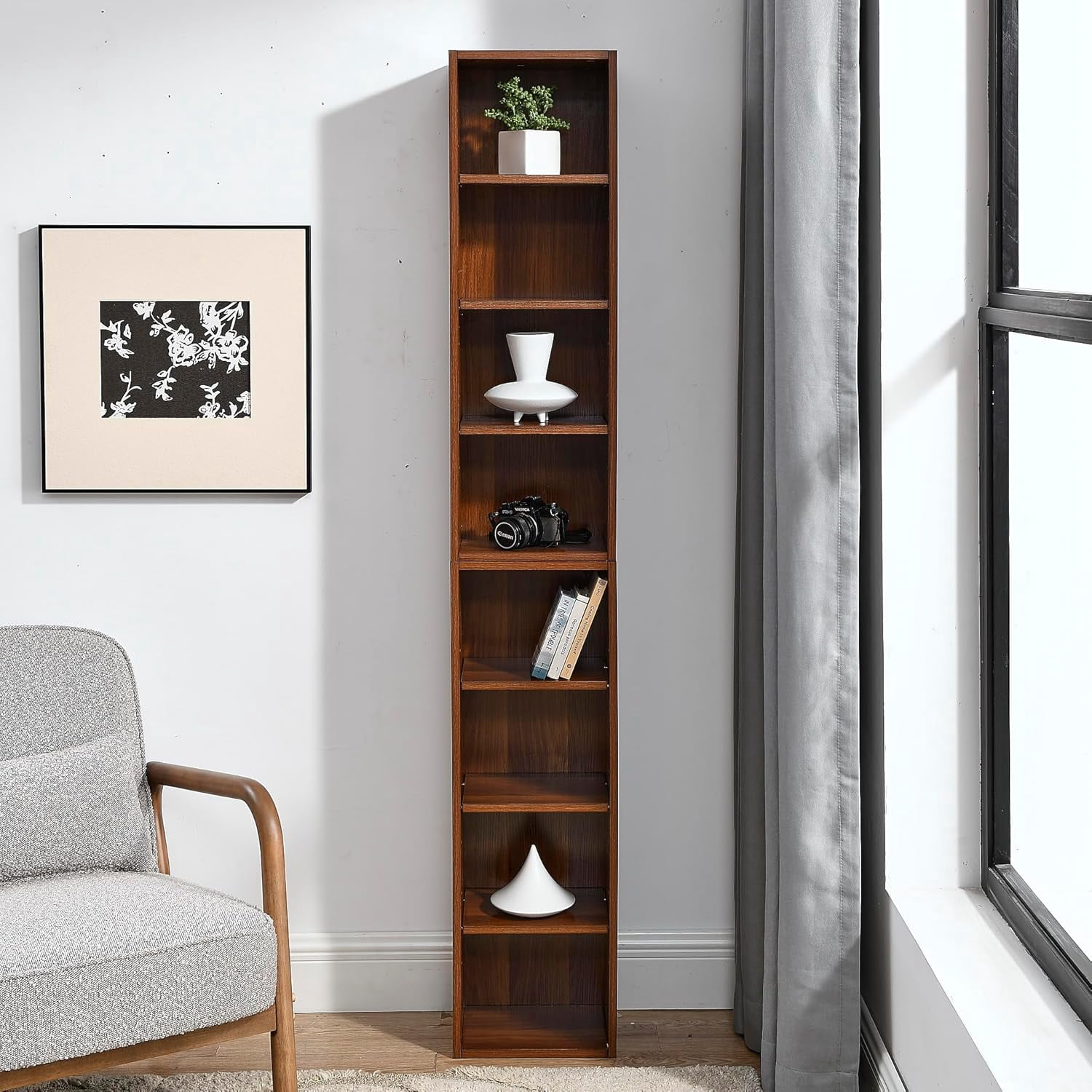 8-Tier Media Tower Rack,Bookshelf and Bookcases Floor Standing,Slim ...