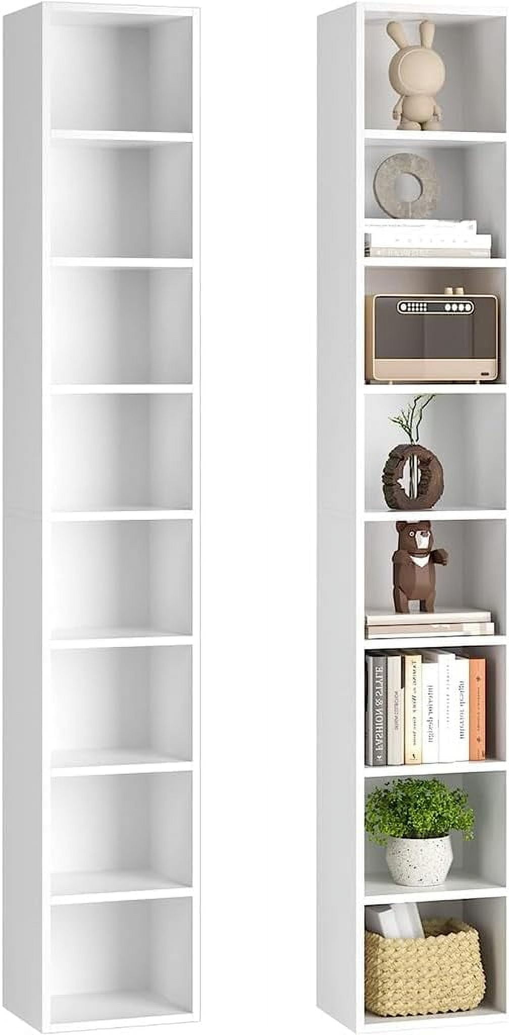 8-Tier Media Tower Rack Bookshelf with 7 Shelf Tiers, Media Storage ...