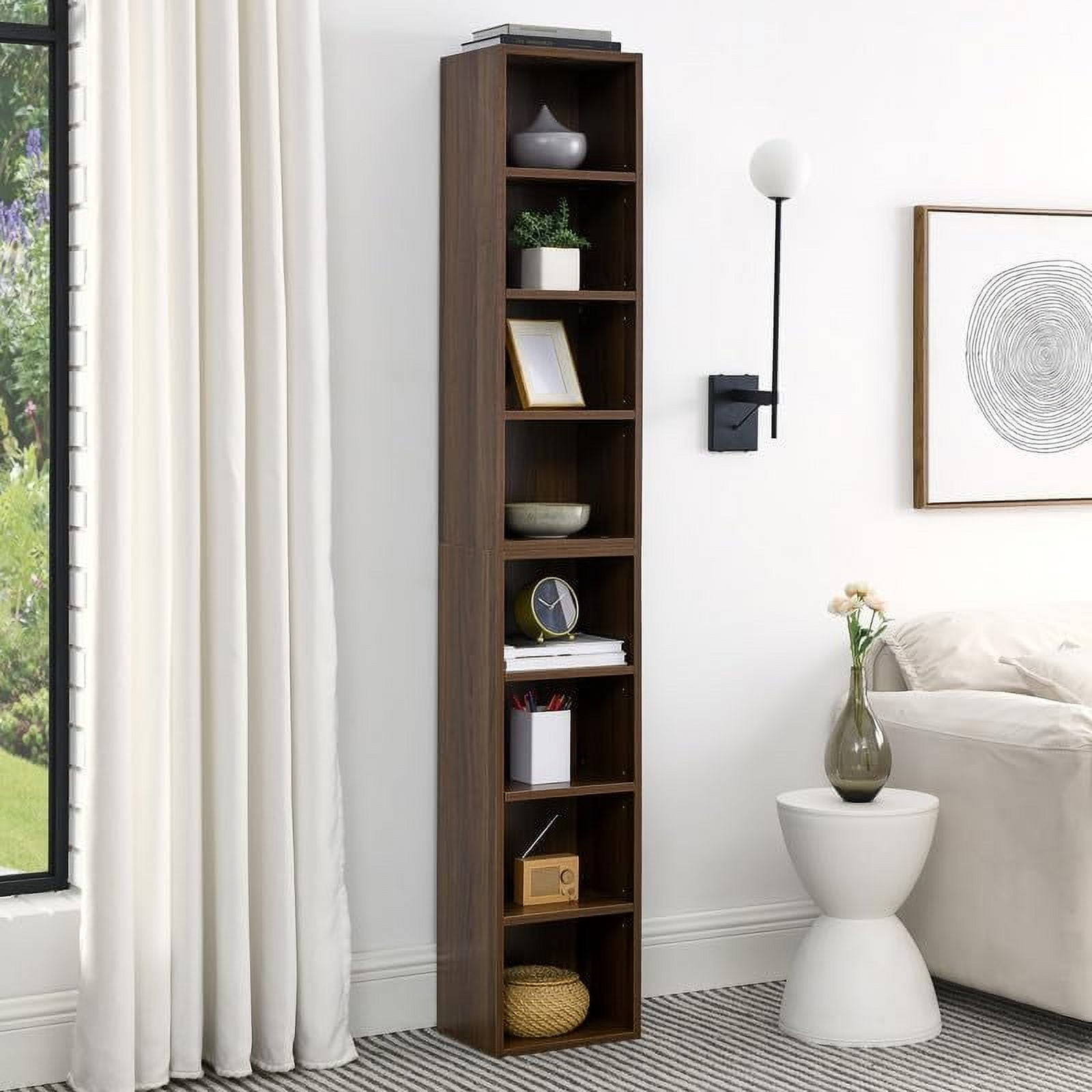 8-Tier Media Tower Rack CD DVD Storage Bookshelf with Storage ...