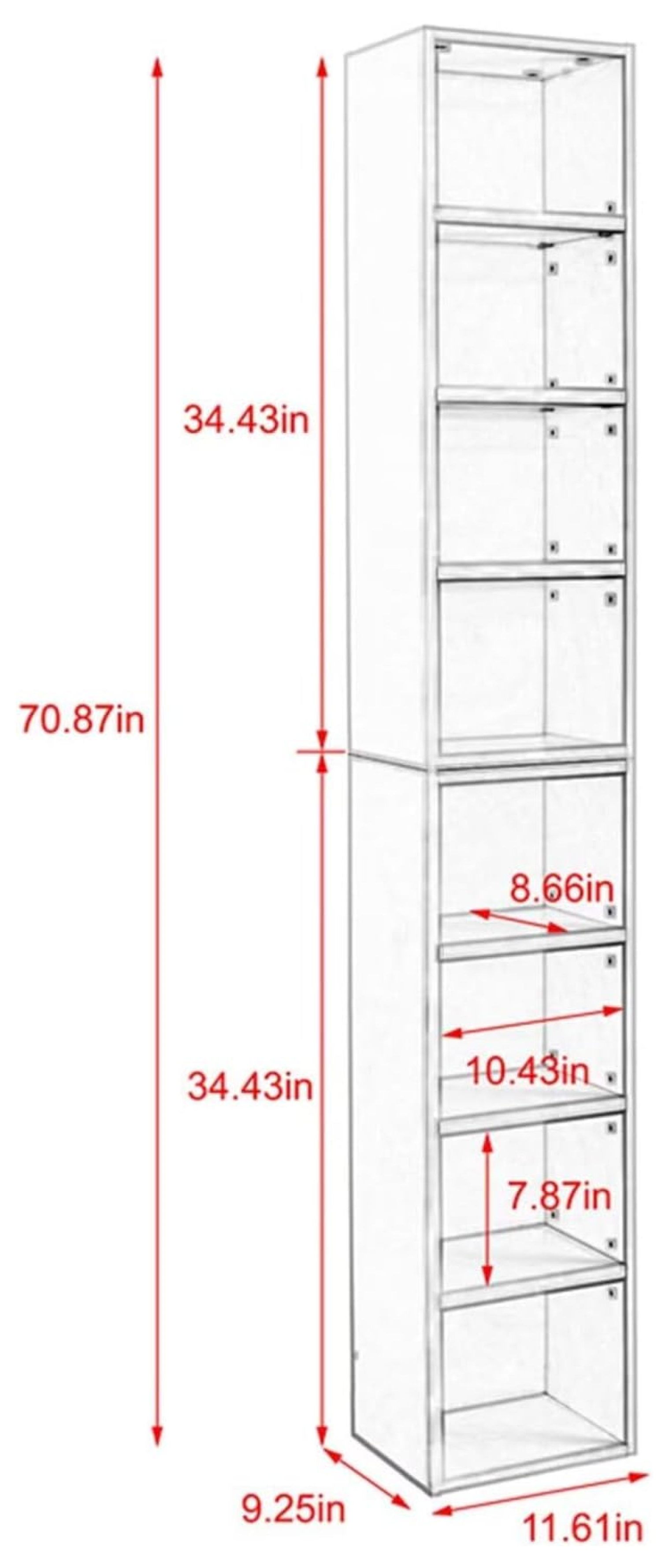 8-Tier Media Tower Rack, Slim Storage Cabinet with Adjustable Shelves ...