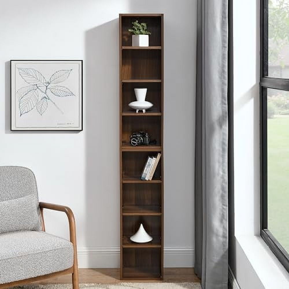 8-Tier Media Tower Rack,Tall Narrow Bookcase Display Bookshelf, CD DVD ...