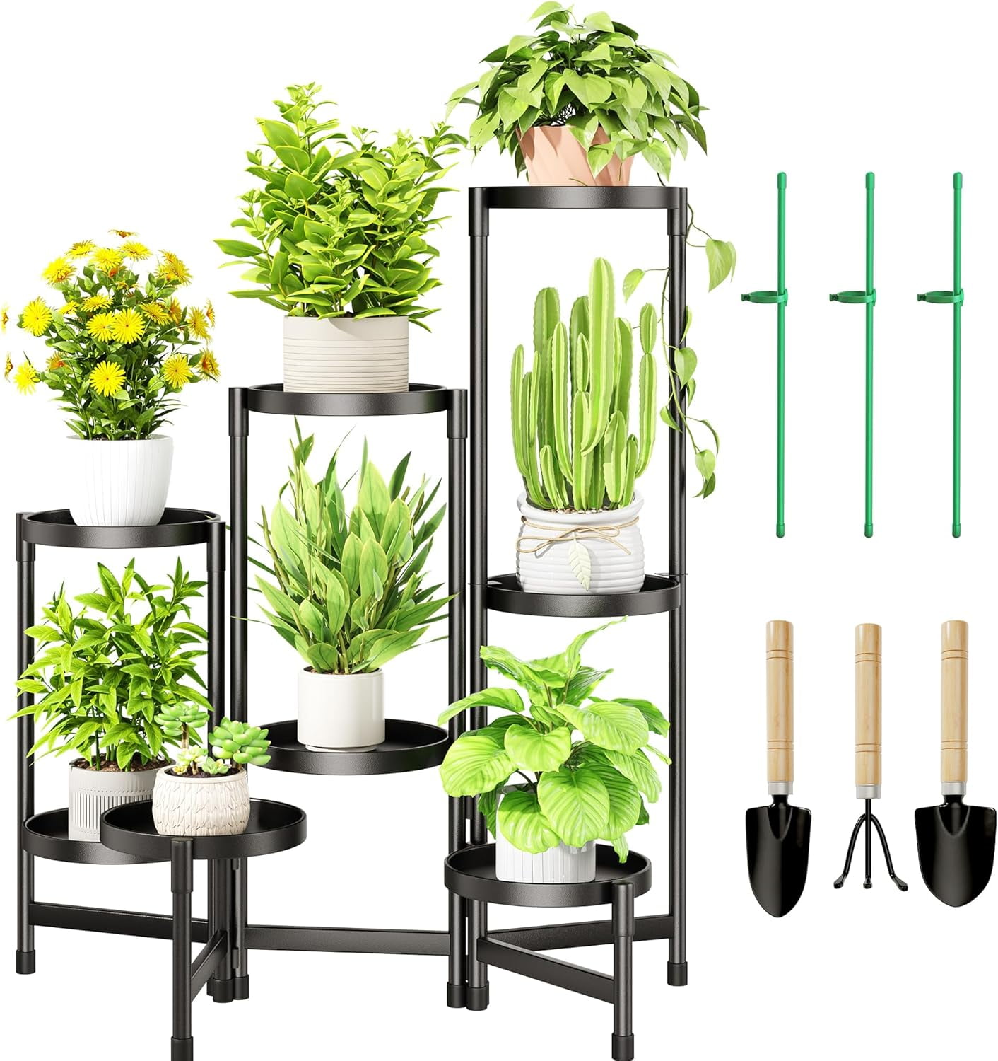 8 Tier Metal Plant Stand Indoor, Rotatable Corner Plant Shelf Outdoor ...