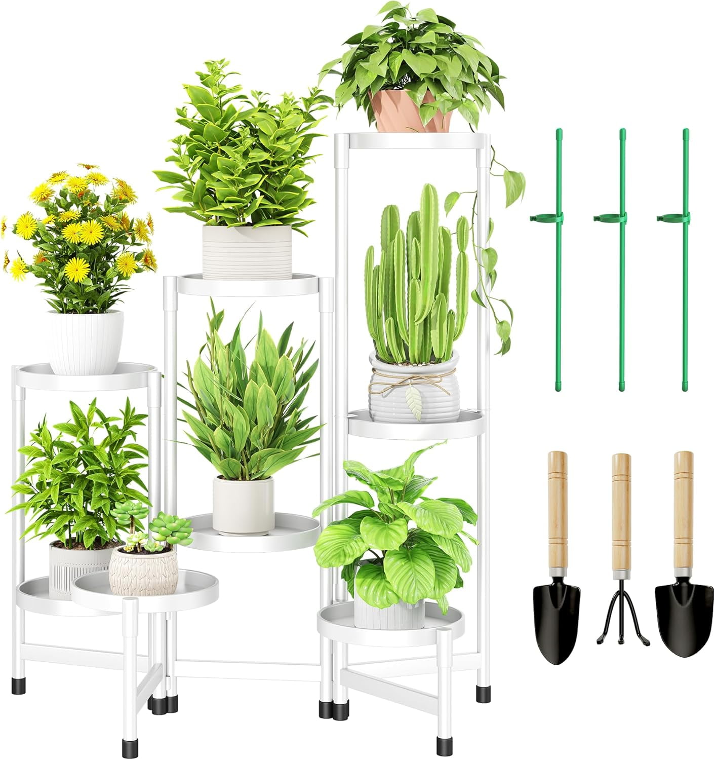 8 Tier Metal Plant Stand Indoor, Rotatable Corner Plant Shelf Outdoor ...