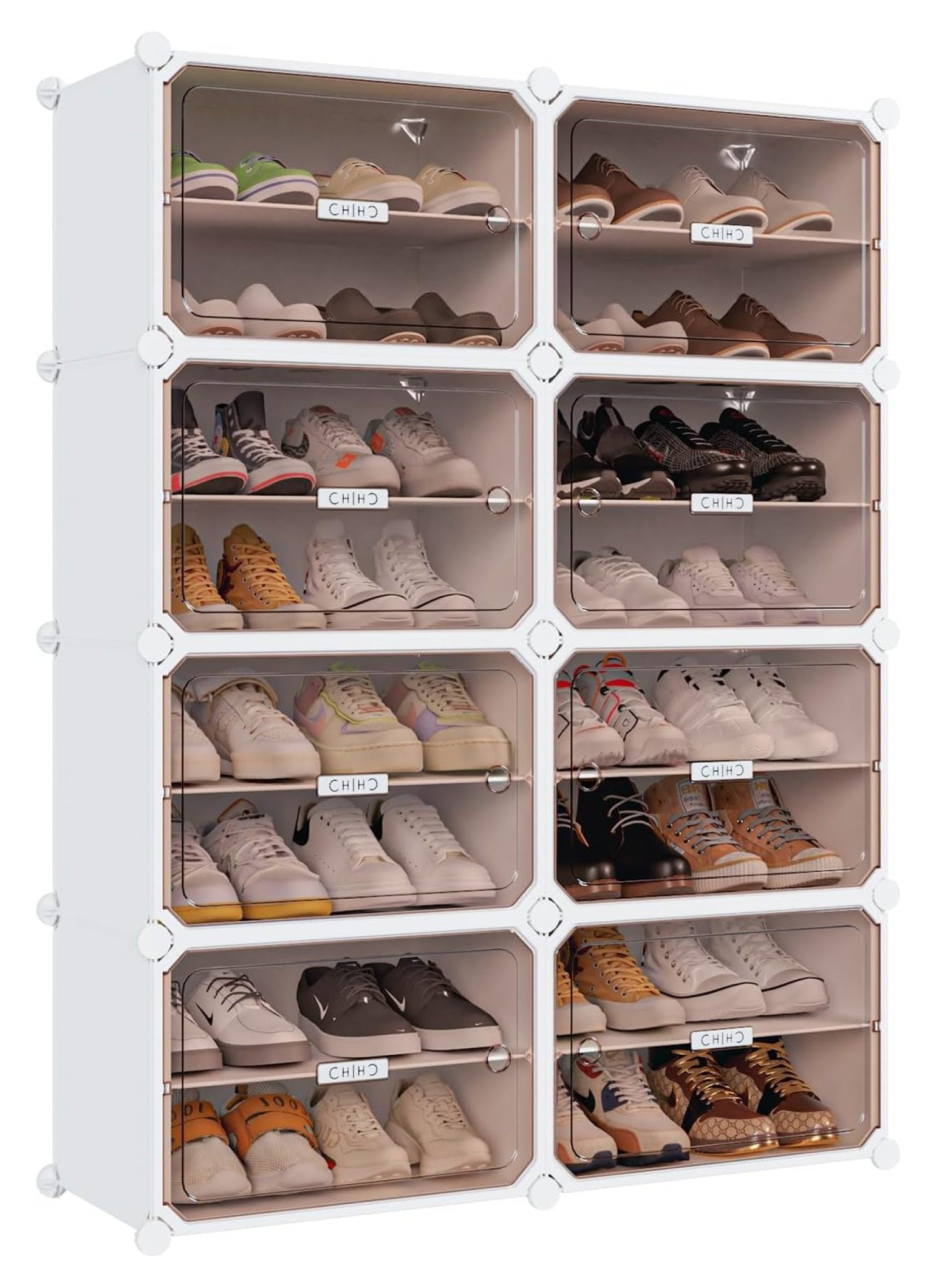 8 Tier Plastic Shoe Organizer, Stackable Shoe Organizer for Entryway ...