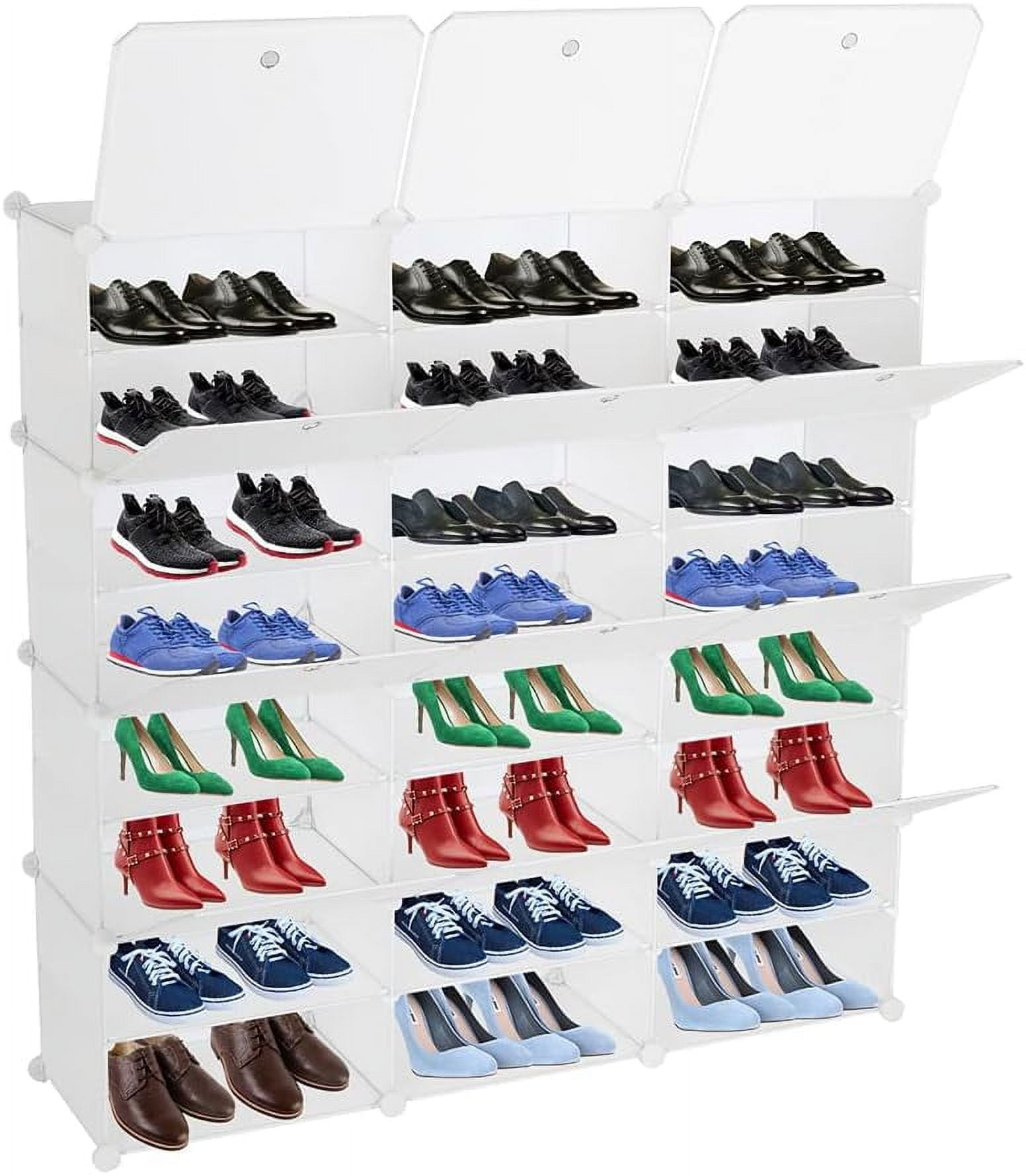 8 Tier Portable Shoe Rack Organizer 48 Pair Covered Shoe Storage ...