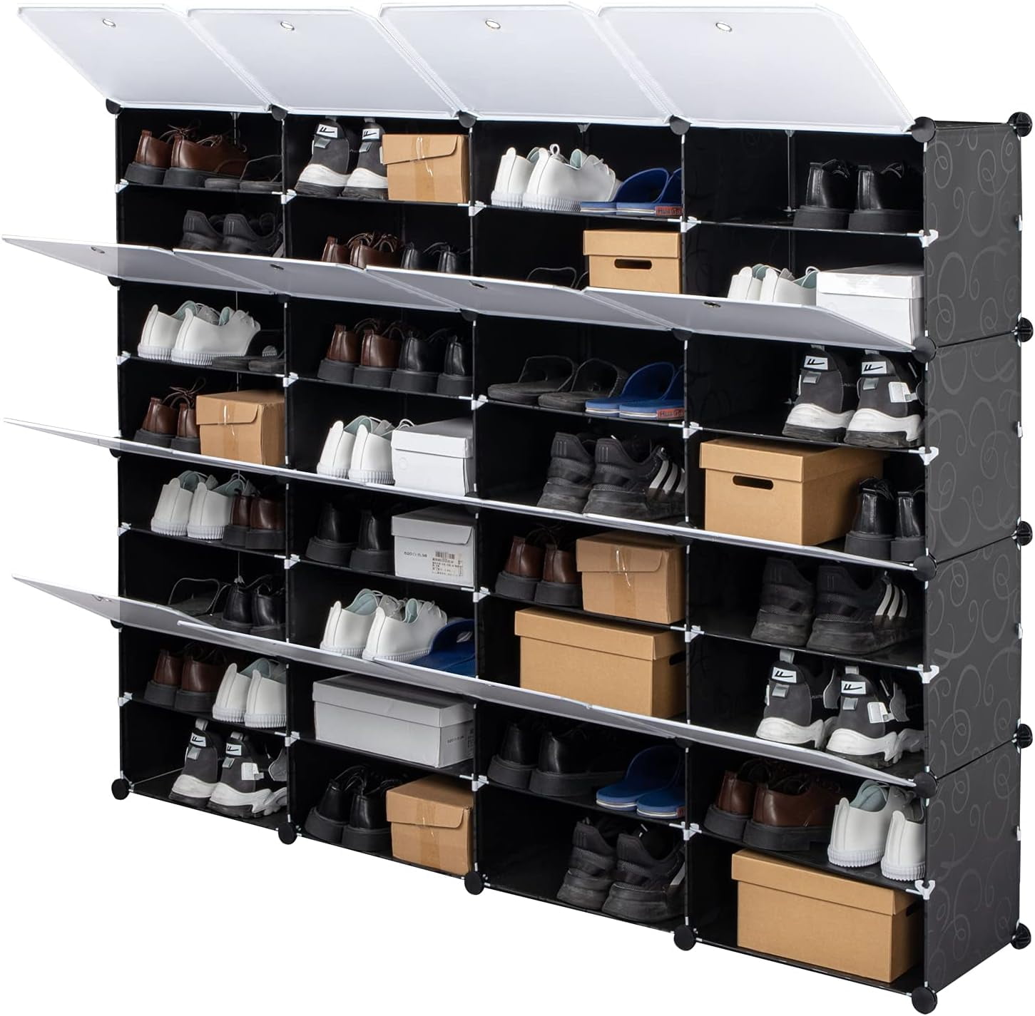 8 Tier Portable Shoe Rack Organizer 64 Pair Covered Shoe Storage ...